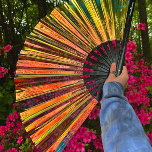Iridescent Hand Fan | Rave Fan | Festival Accessories | Renaissance ...