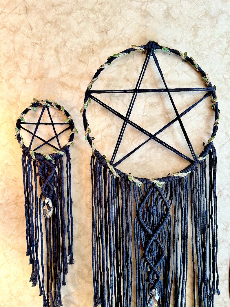 Pentagram Wall Hanging | Macrame Pentacle Wall Art | Gothic Witchy ...