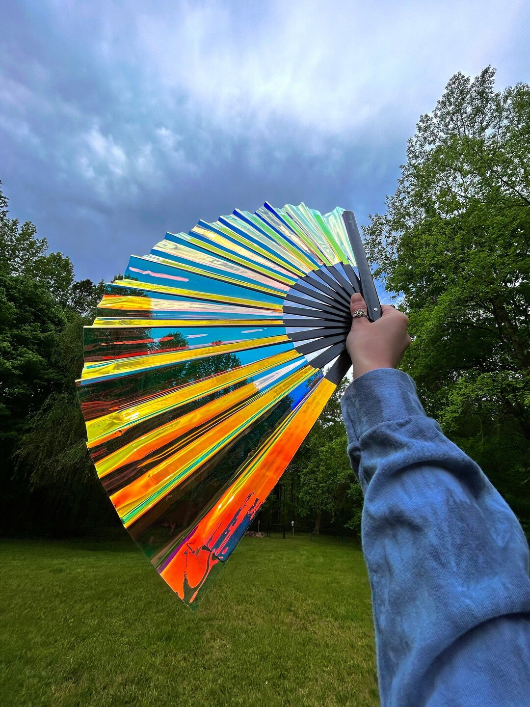 Iridescent Rave Fan Hand Fan Holographic Fan Beyonce Fan Rave Accessories Festival Essentials ...
