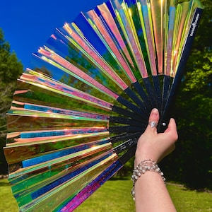 Iridescent Hand Fan | Rave Fan | Festival Accessories | Renaissance ...