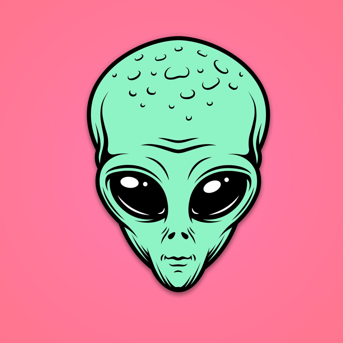 Cool Green Alien Vinyl Sticker Space Sticker UFO Stickers | Etsy