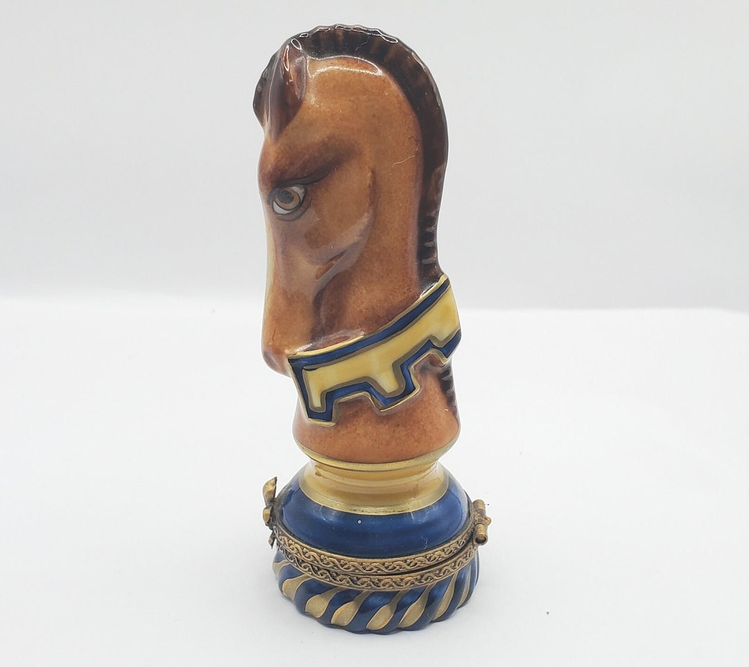 Blue Knight Chess Piece Limoges Box RETIRED - Etsy