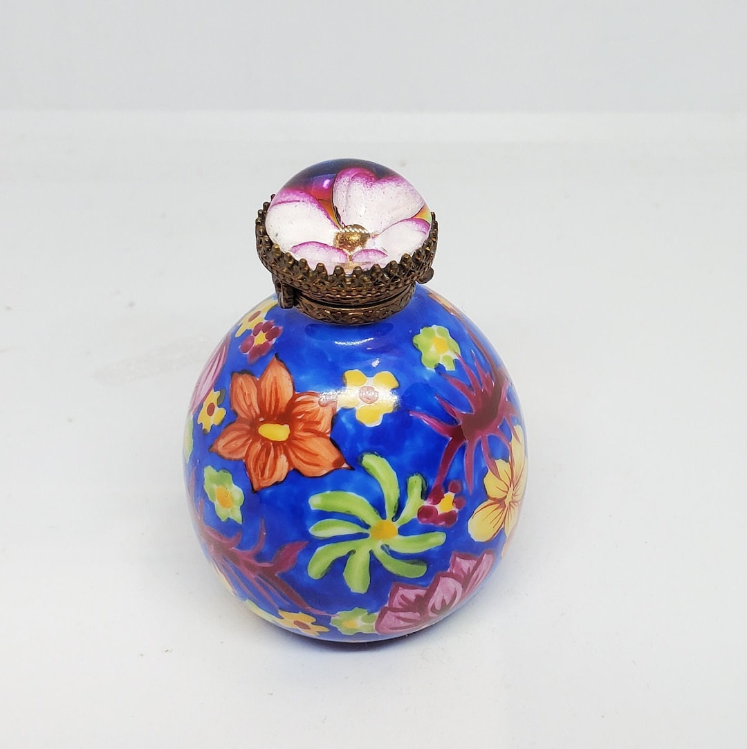 Vintage Blue Floral Perfume Bottle Limoges Box - Etsy