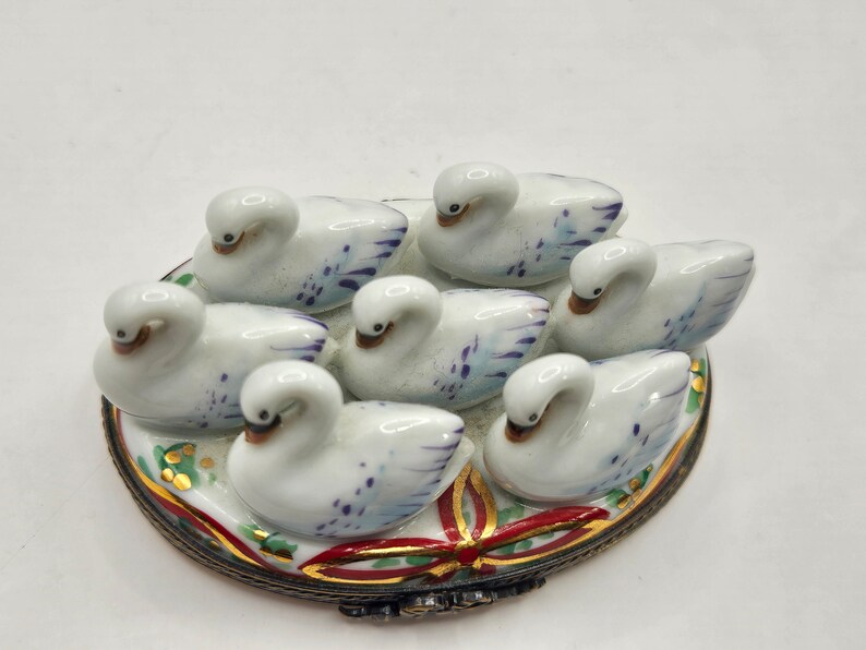 7 Swans a Swimming Limoges Box (chamart) - Etsy