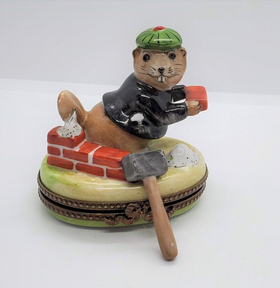 Mason Brick Layer Beaver Limoges Box RARE | Etsy