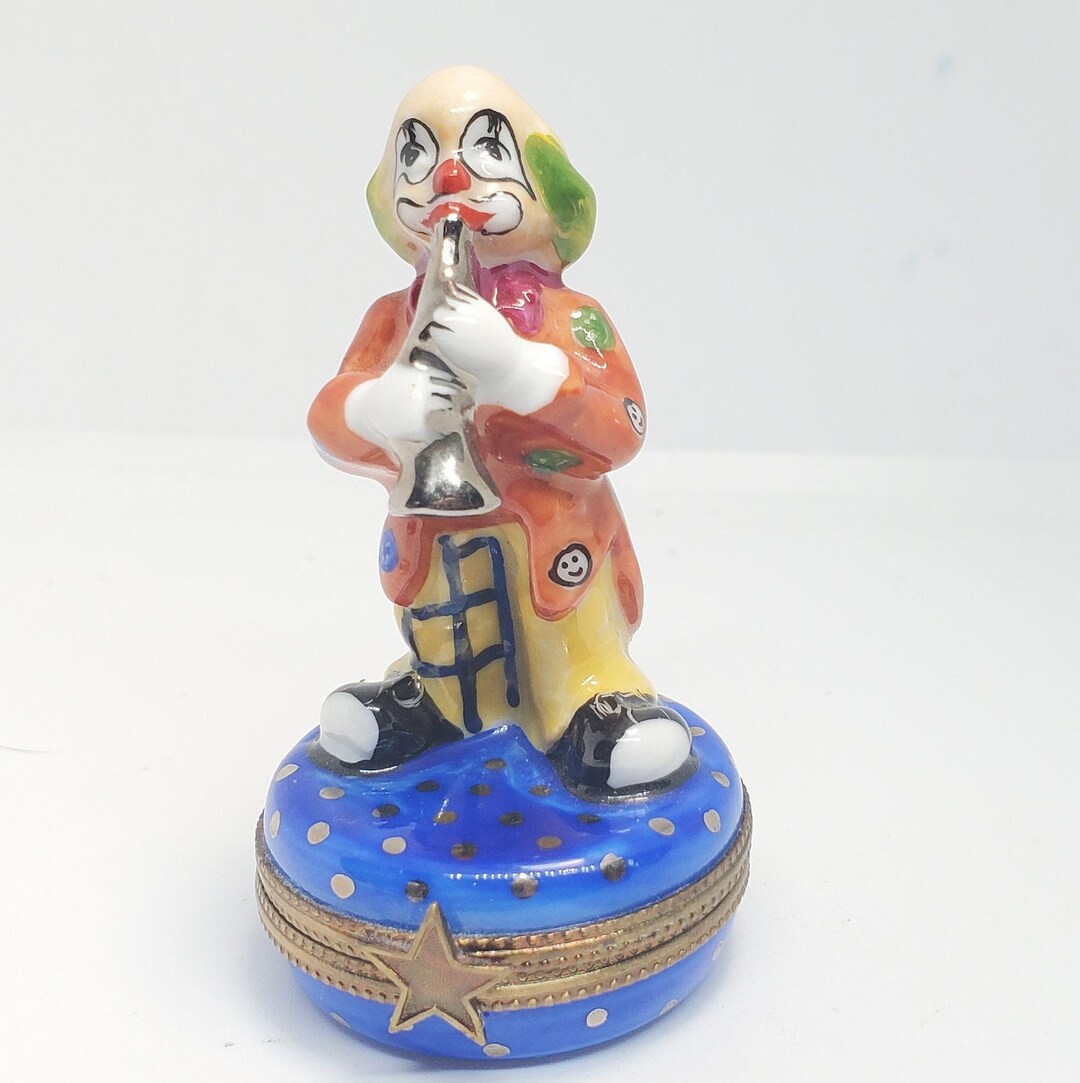 Vintage Clarinet Playing Clown Limoges Box - Etsy