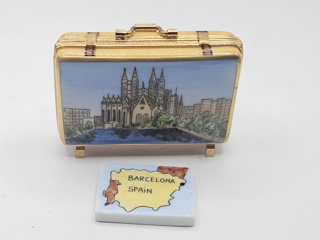 Barcelona Suitcase Limoges Box - Etsy