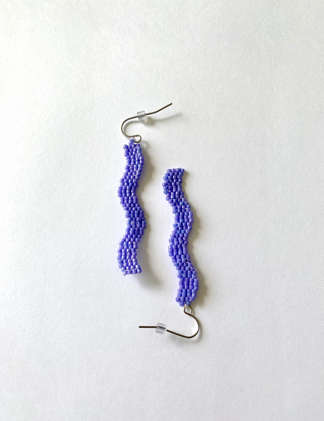Shiny Purple Squiggly Line Beaded Earrings - Etsy