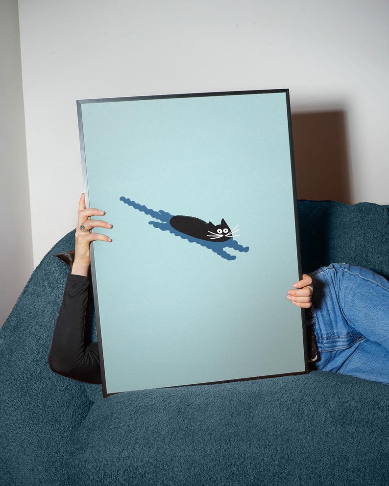 Swimming Cat Print | Cat | Cat Art | Kitten | Orange Cat | Gift - Etsy