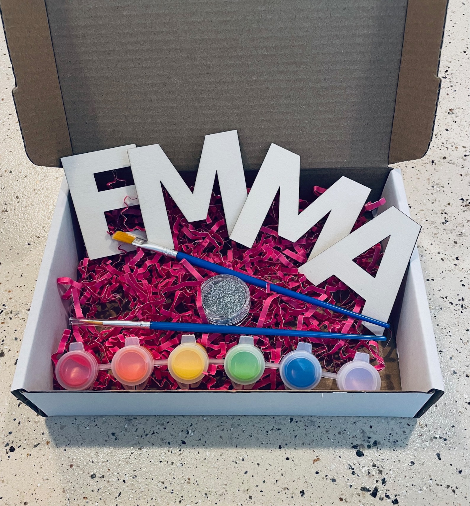 Personalized Name Painting Kit: Wood Letters, Glitter, Paint - Etsy