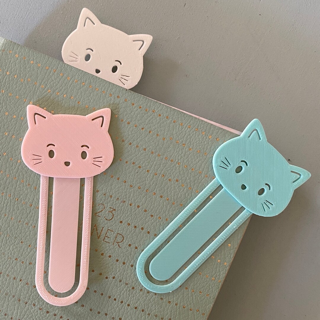 Cute Cat Bookmark, 3D Printed, PLA Plastic, Kawaii Cat Lover Bookmark ...