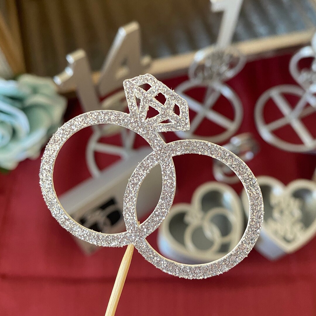 6pcs Wedding Rings Cupcake Toppers for Wedding / Engagement Party ...