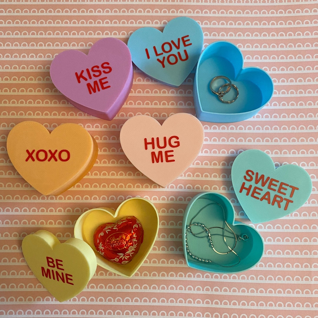3D Printed Valentine's Day Conversation Hearts Gift Boxes, Heart Shaped ...