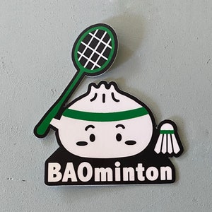 Baominton Sticker, Badminton Stickers, Asian Food Pun Stickers, Vinyl ...