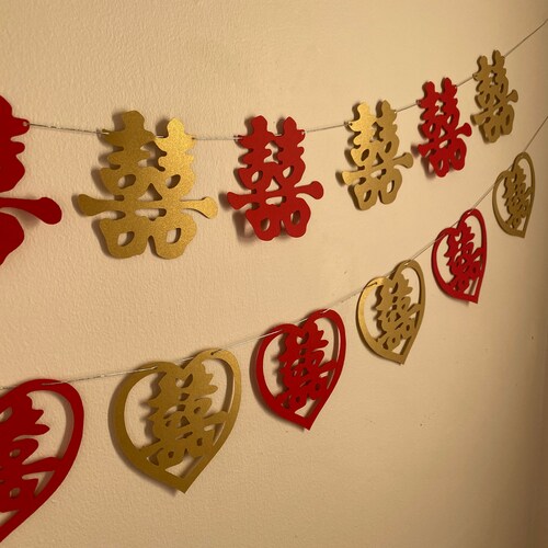 Red Double Happiness Felt Chinese Wedding Garland/poster - Etsy