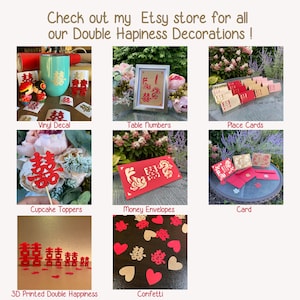 Double Happiness Vinyl Decals for Chinese Weddings, Red / Gold ...