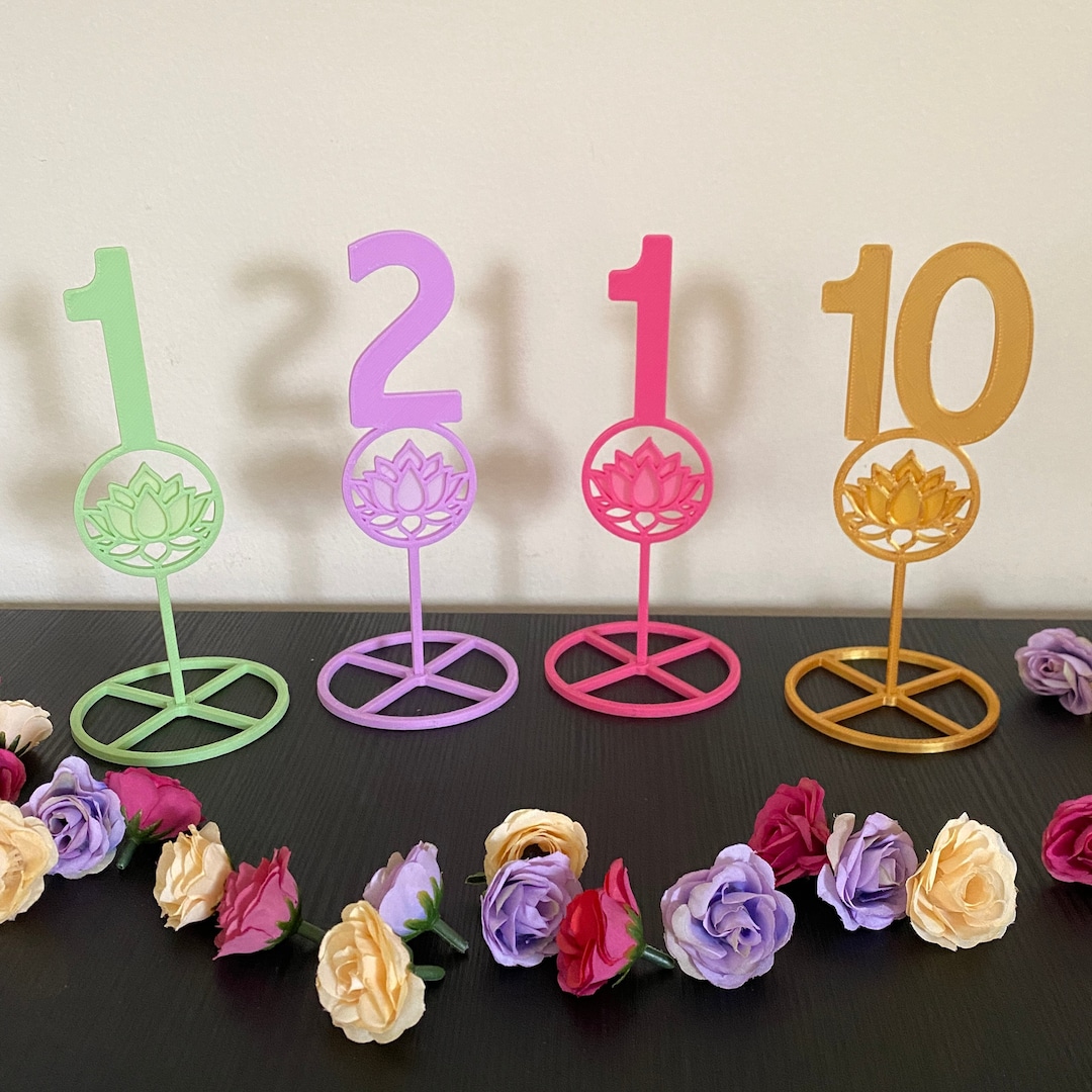 Lotus Wedding Table Numbers, 3D Printed, Indian Wedding Decorations ...