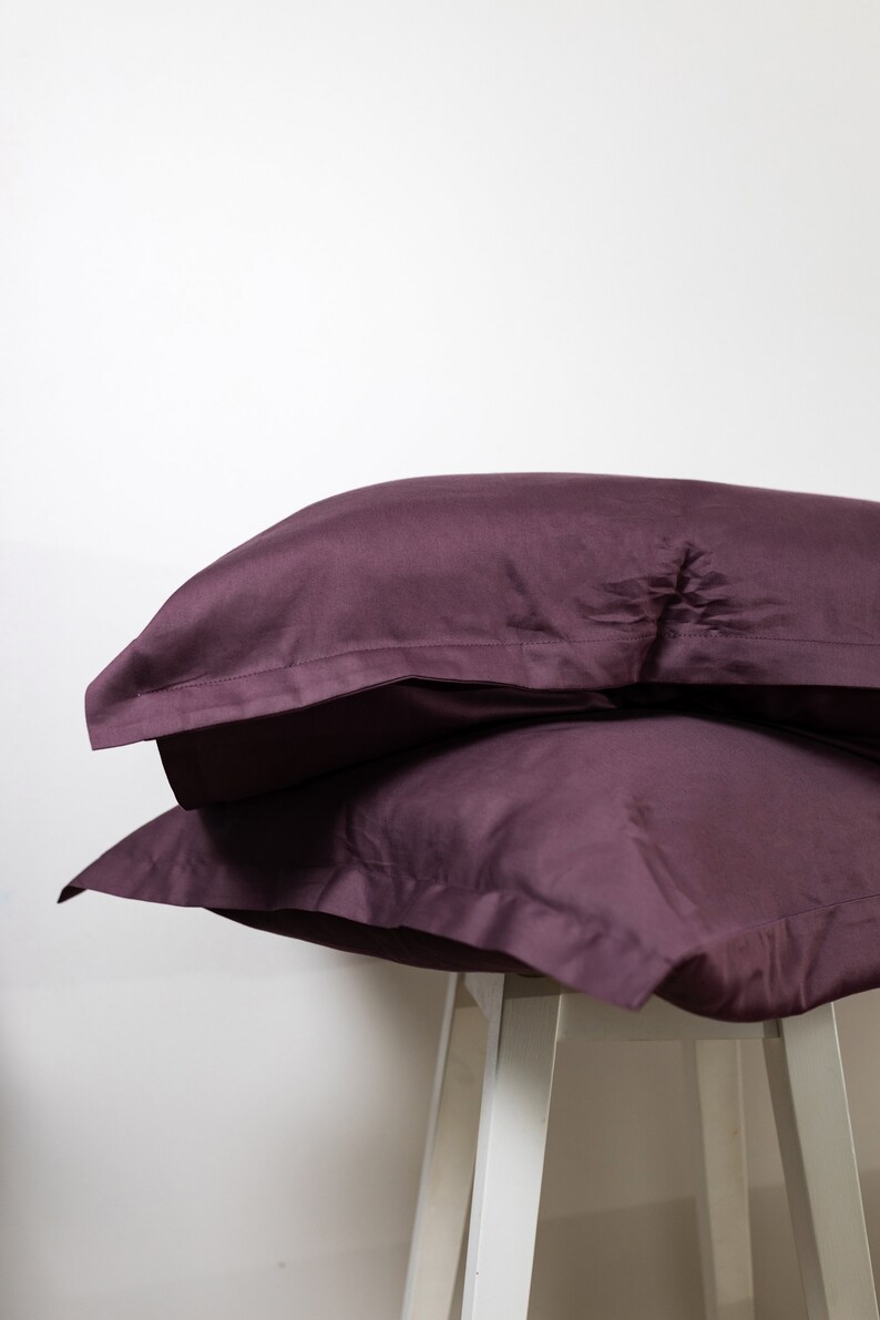 Fitted Bedding Set 4 Pcs Plum, Natural Sateen 100% Cotton, 1 Duvet ...