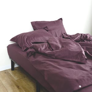 Fitted Sheet Plum, Natural 100% Cotton, Sateen, Queen, Full, Twin ...