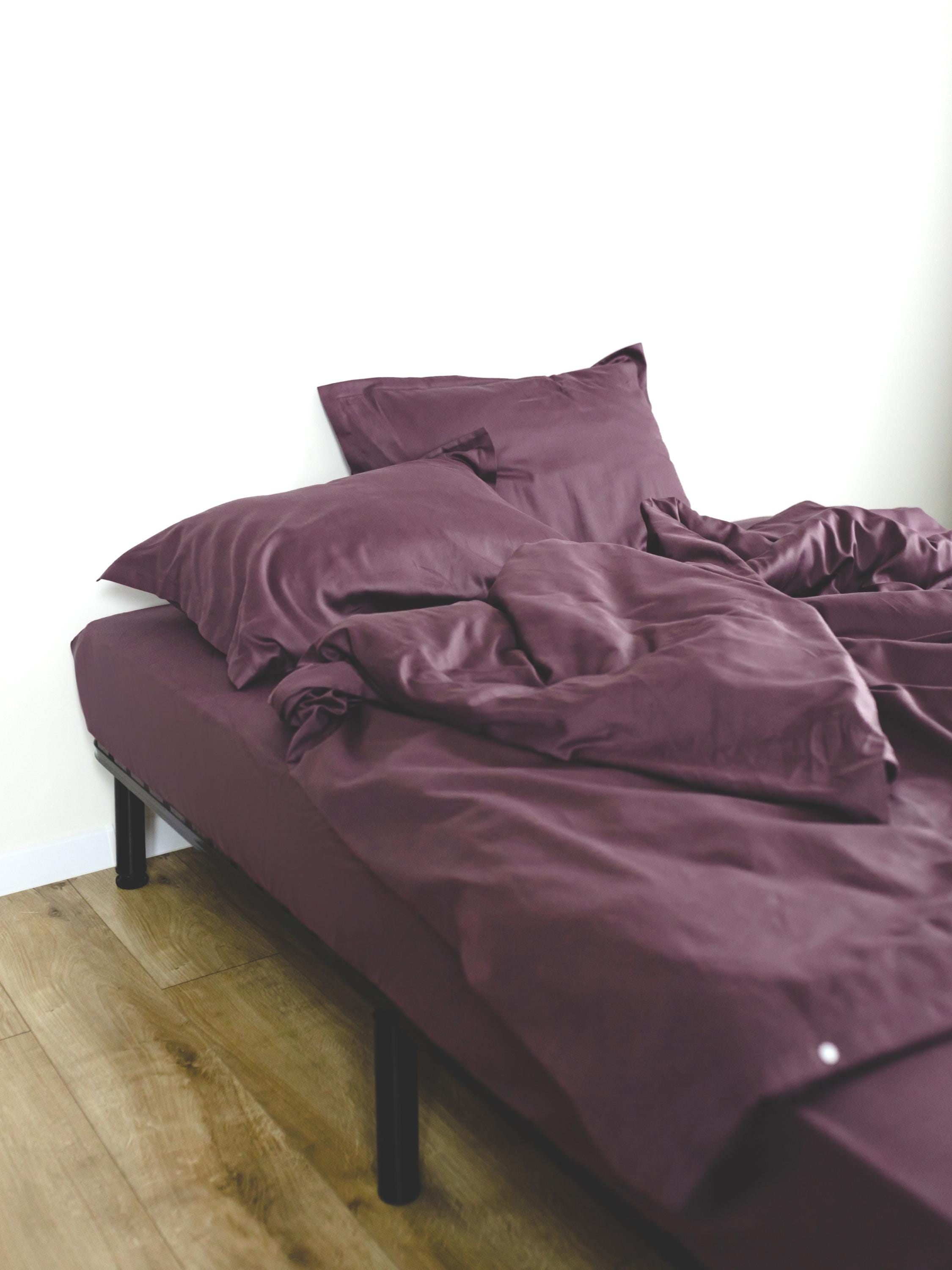 Fitted Sheet Plum, Natural 100% Cotton, Sateen, Queen, Full, Twin ...