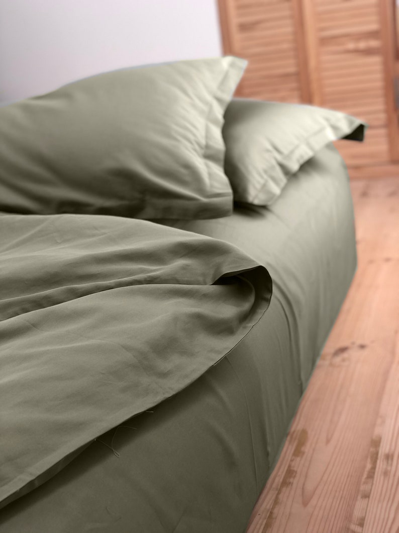 Flat Sheet Moss, Natural 100% Cotton, Sateen, Custom Sizes | Cozy ...