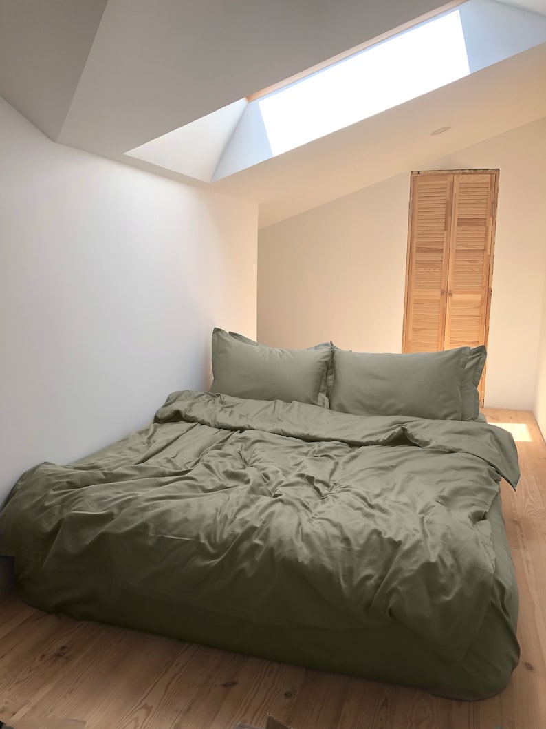 Flat Sheet Moss, Natural 100% Cotton, Sateen, Custom Sizes | Cozy ...
