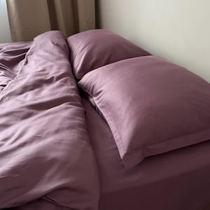 Fitted Sheet Plum, Natural 100% Cotton, Sateen, Queen, Full, Twin ...