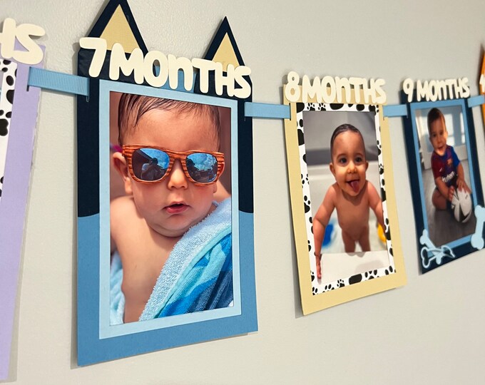 Bluey Inspired Birthday Banner 4x6 Photo 0-12 Months Party Decoration ...