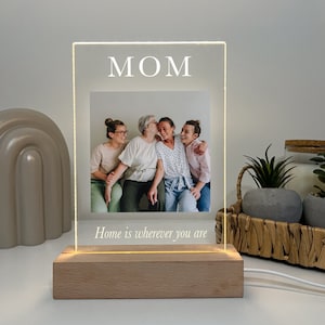 Custom Photo Picture LED Wood Stand Night Light up Table Lamp Mom ...