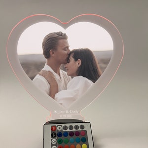 Custom Couple Partner Personalized Heart Light up Lamp LED Photo ...