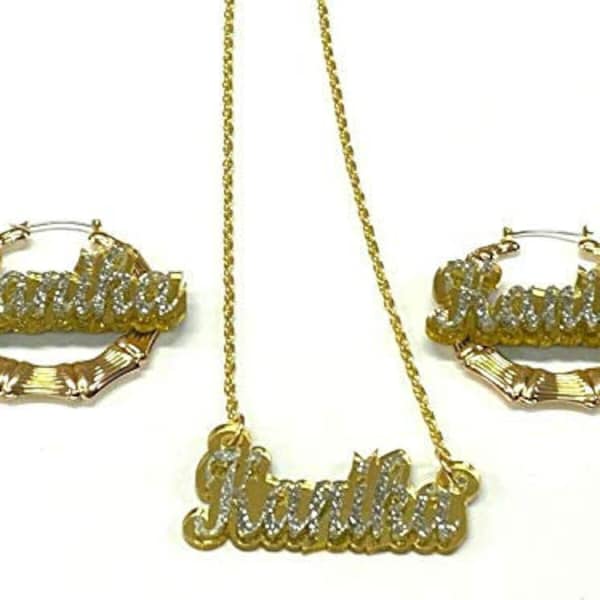 Diamond Cut Name Plate Necklace Etsy