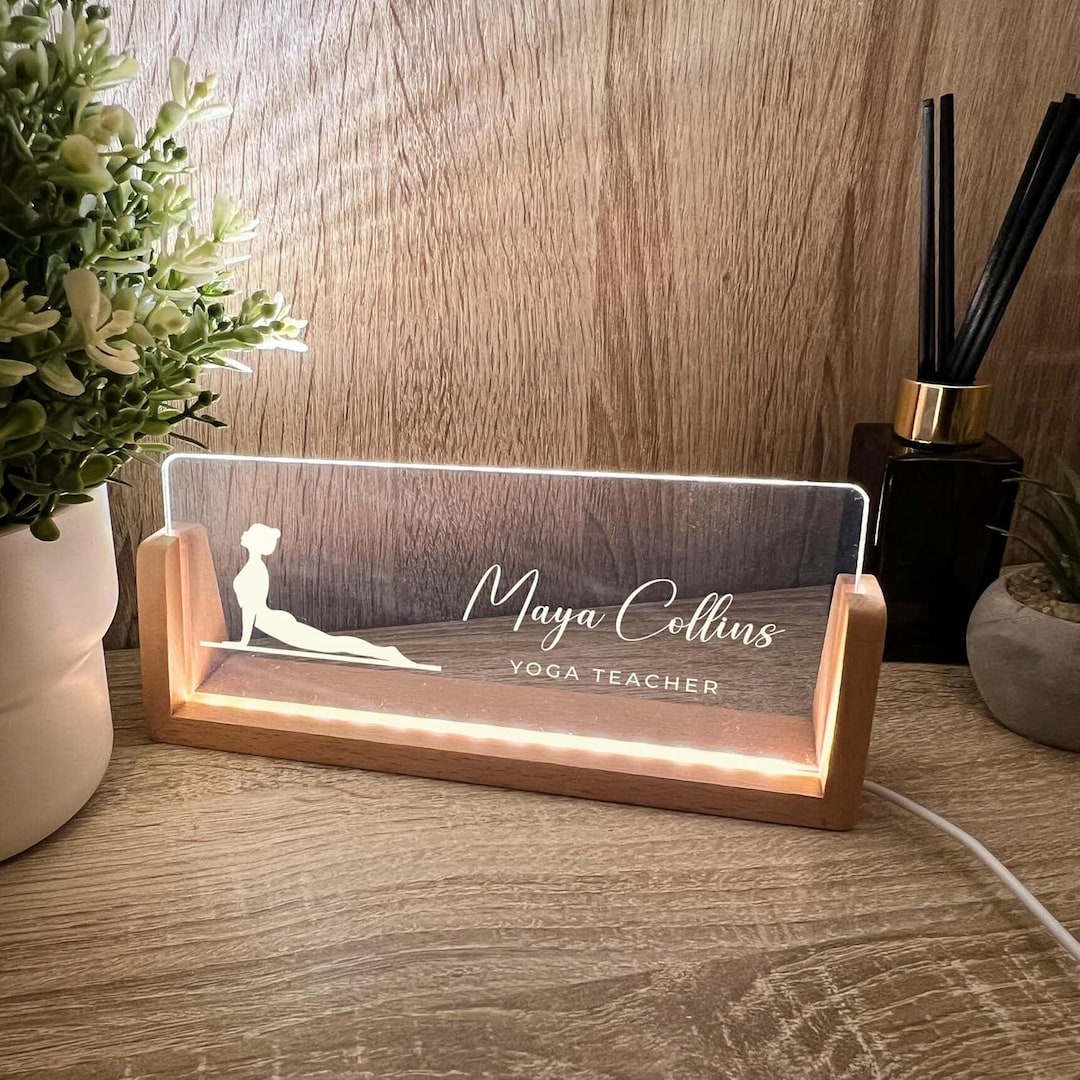 Personalized Name & Title Desk Plate Stand | Yoga Instructor Pilates ...