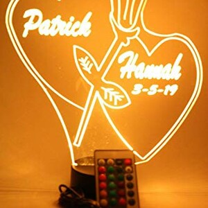 Couple Love Double Hearts With Rose Custom Names Night Light up LED ...