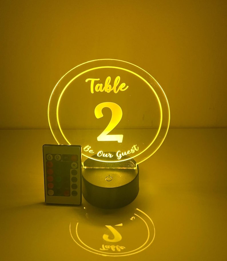 Custom Made Light up 16 Colors LED Table Party Table Number Centerpiece ...