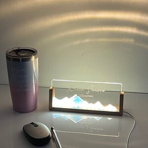 Personalized Desk Name Plate With Wooden Base, Lighted Acrylic ...