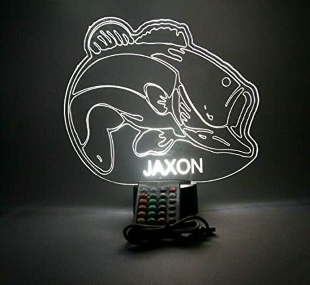 Fish Sea Bass Fishing Night Light up Table Desk Lamp LED Personalized ...