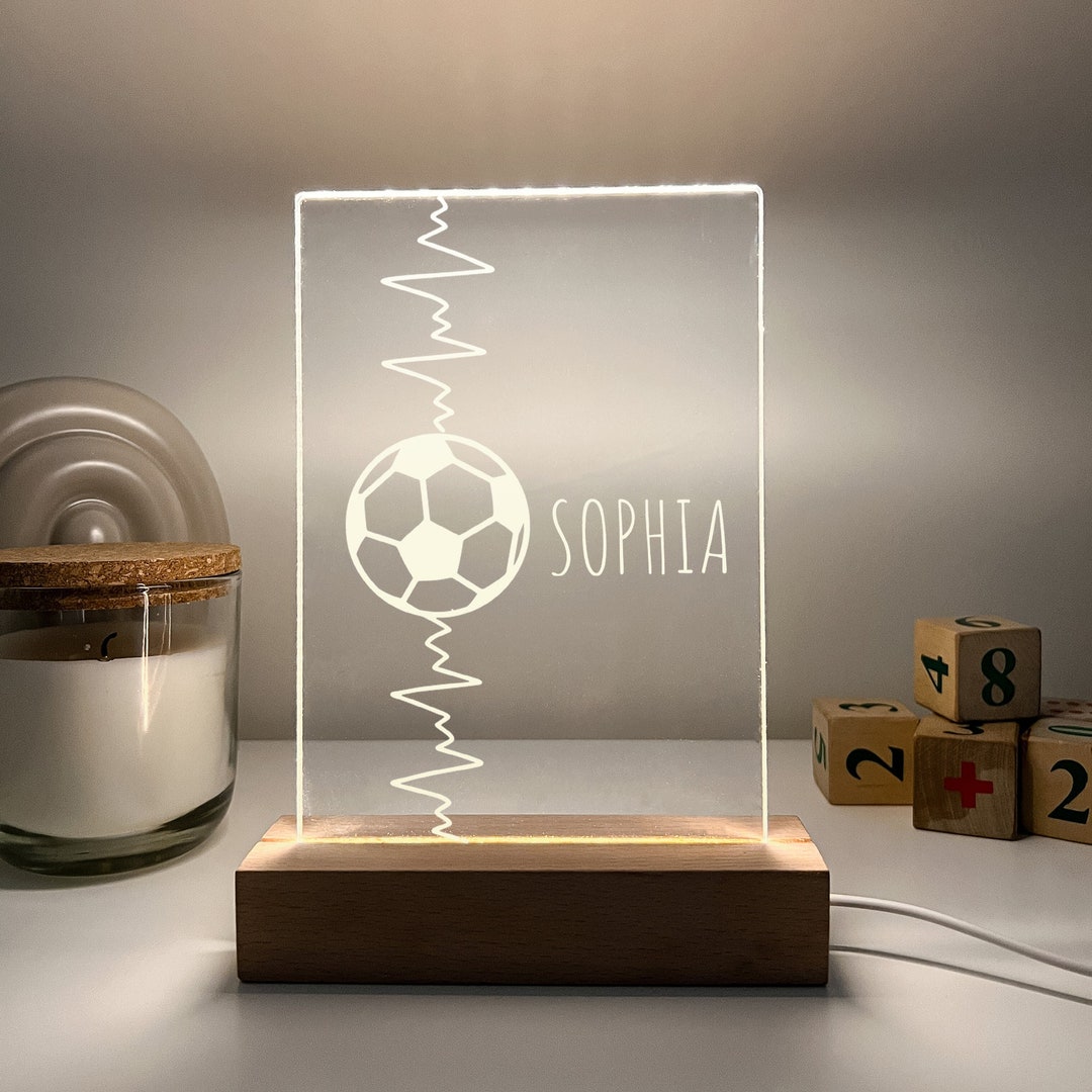 Custom Personalized LED Wood Stand Night Light up Table Desk Lamp Boys ...