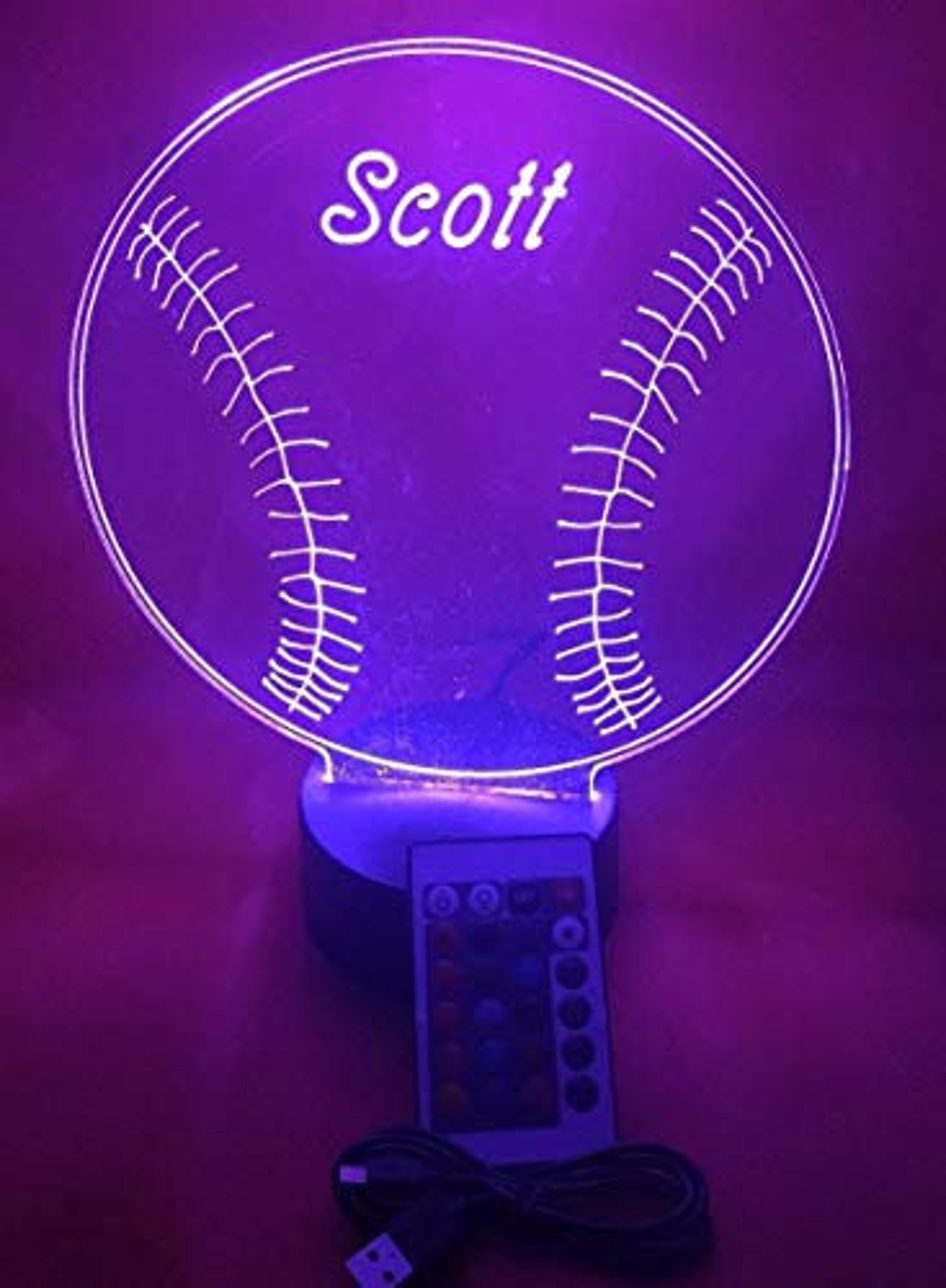 Softball Diamond Ball Sports Night Light up Table Desk Lamp LED ...