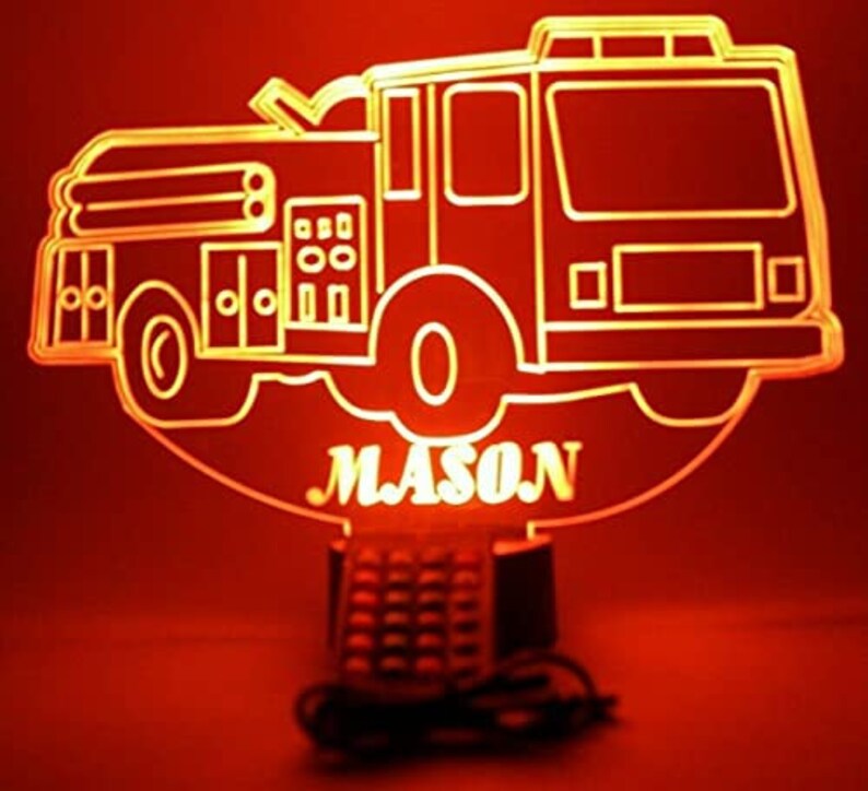 Fire Engine Truck Night Light up Firefighter Table Desk Lamp - Etsy