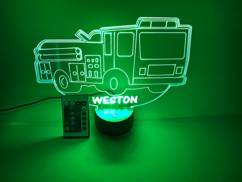 Fire Engine Truck Night Light up Firefighter Table Desk Lamp - Etsy