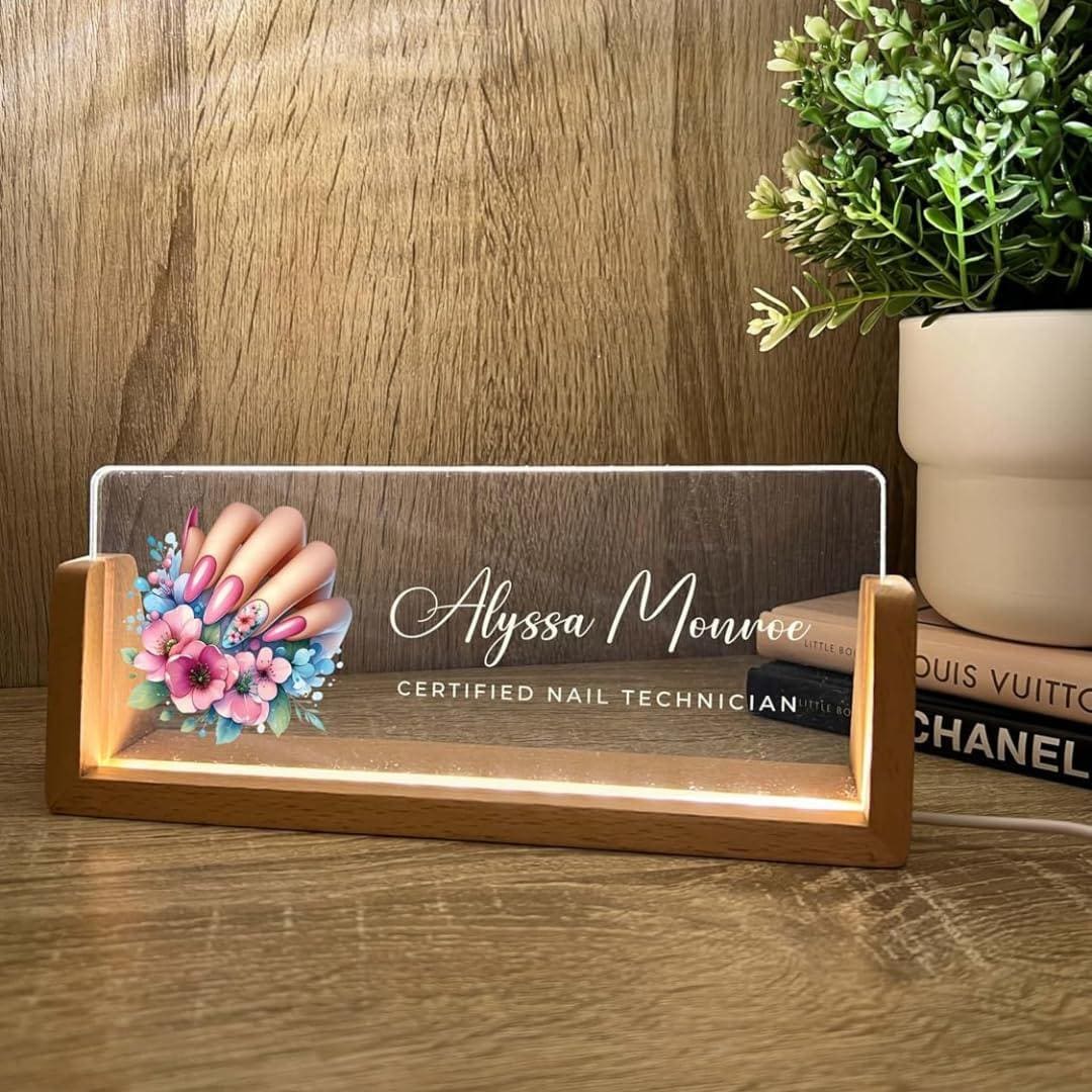 Personalized Name & Title Desk Plate Stand | Nail Care Services ...