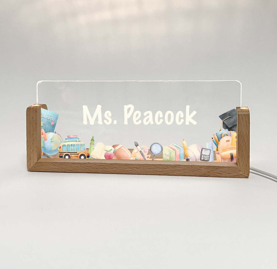 Personalized Teacher School Classroom Desk Name Plate With Wooden Base ...