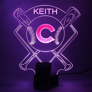 Chicago Cubs Night Light up Table Lamp Baseball Stadium Sports LED Hand ...