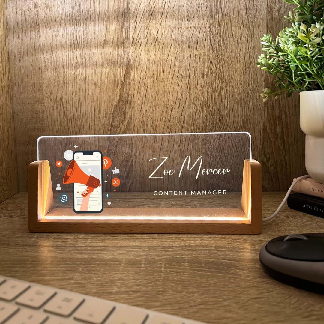 Personalized Name Desk Plate Stand Marketing Specialist Content Social ...