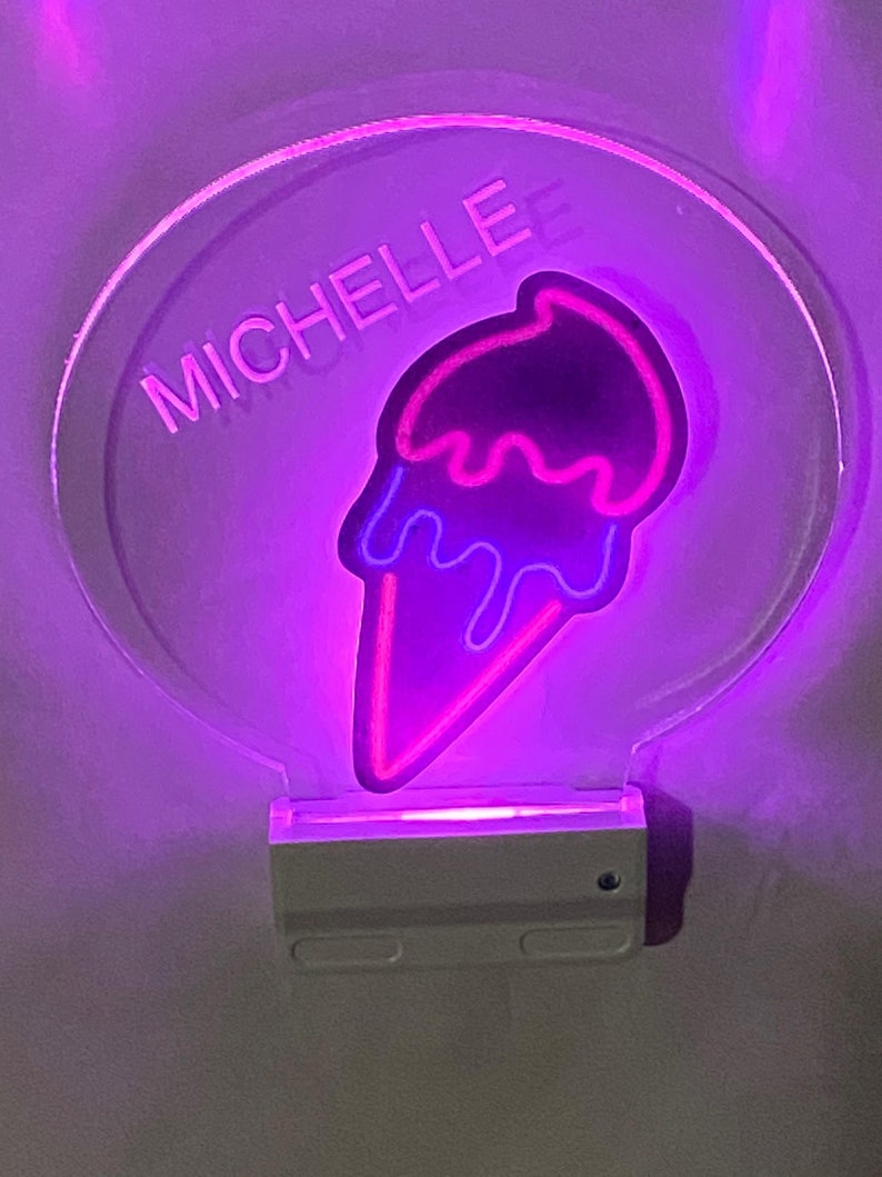 Ice Cream Night Light Multi Color Personalized LED Room Wall Plug-in ...