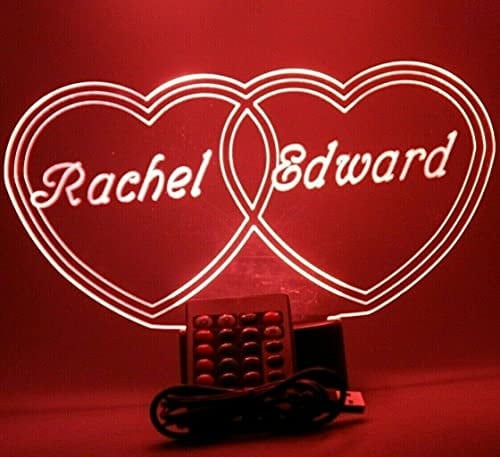 Couple Double Hearts Love Night Light up Table Desk Lamp LED - Etsy