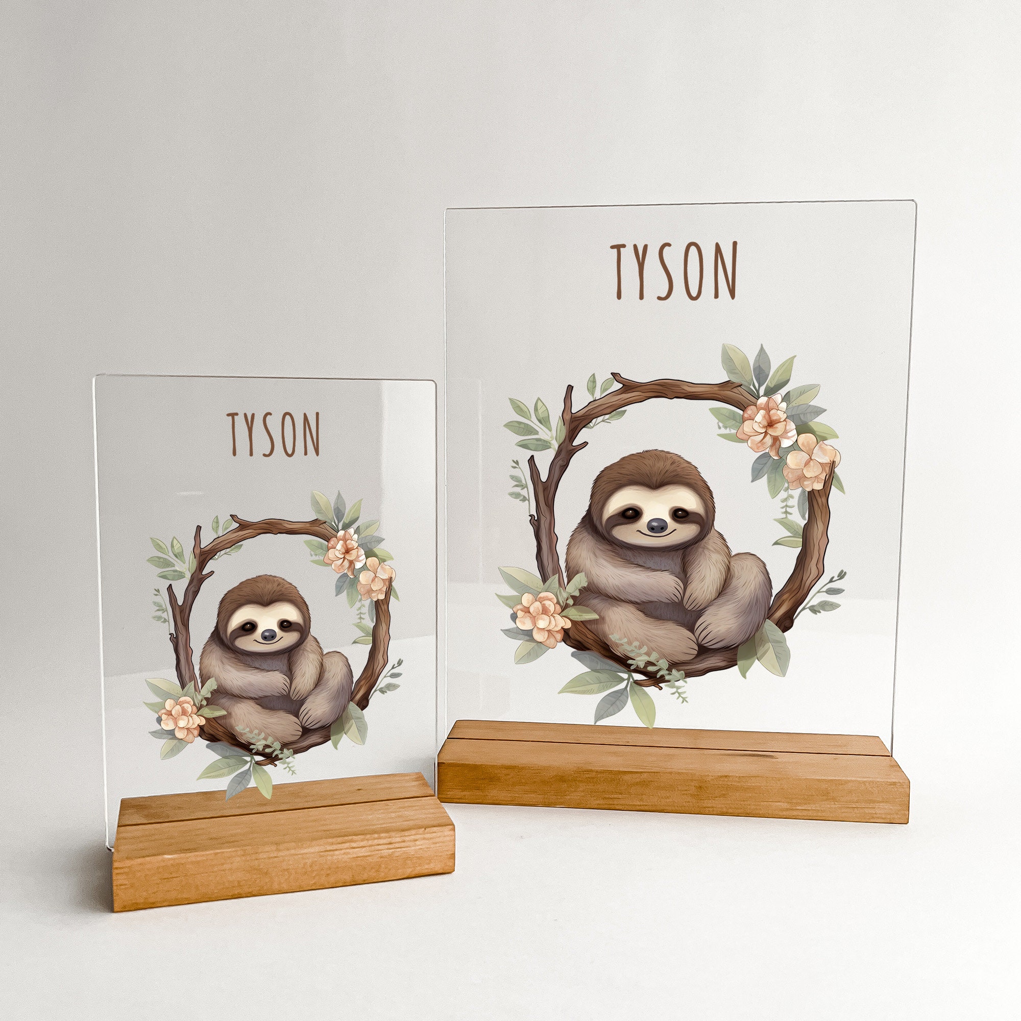 Cute Custom Personalized Name LED Wood Stand Sign Lamb Sheep Safari ...