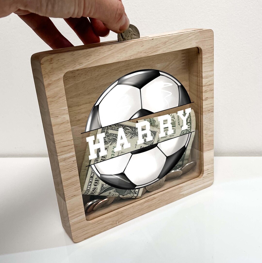 Personalized Savings Piggy Bank Money Box Soccer Ball Sports Player ...