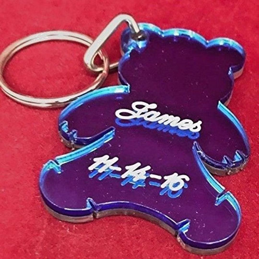 Teddy Bear Cute Keychain Personalized Custom Name Free Engraved Key ...