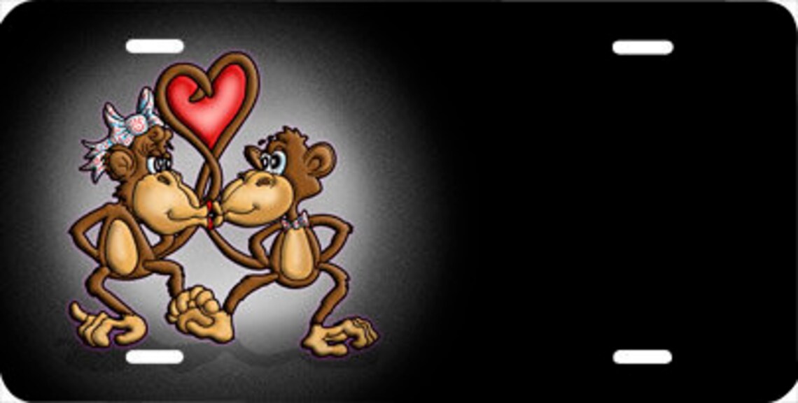 Monkey Couple Kissing Personalized Custom License Vanity Plate | Etsy